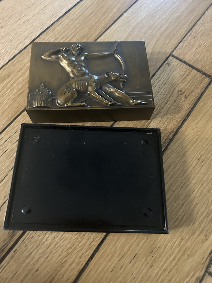 Vintage 1930 Black Gold Hickok Batelite Box Art Deco Man & Dog | eBay