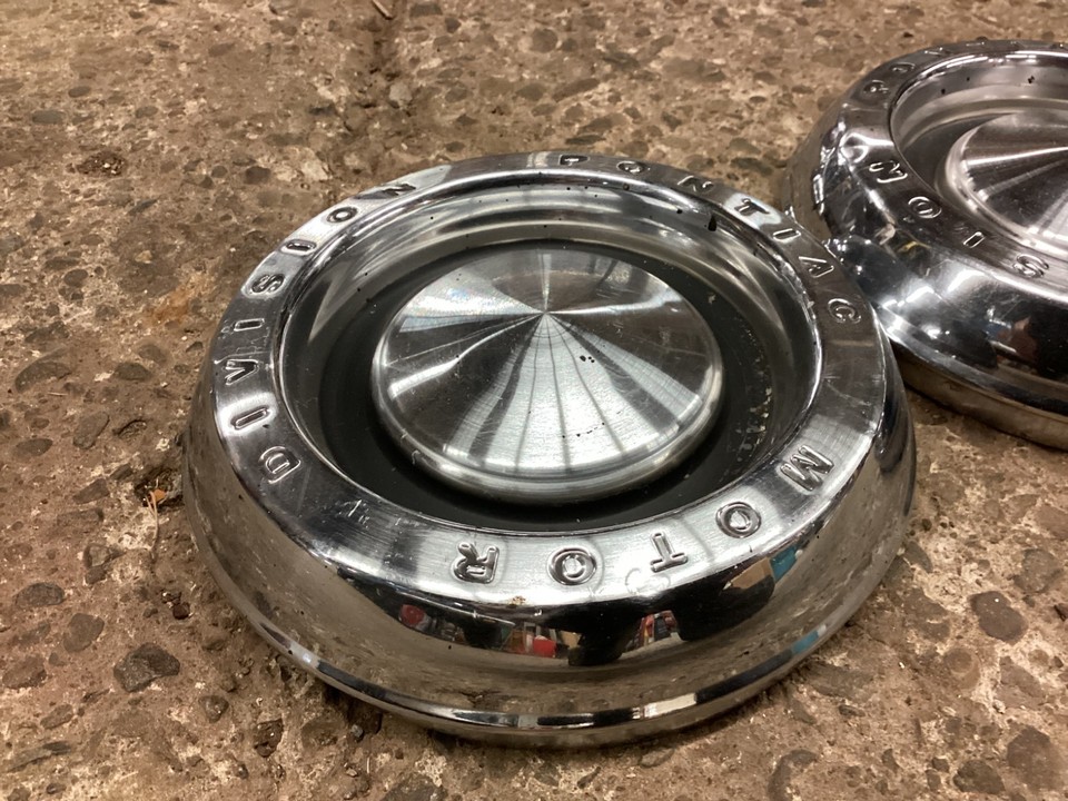 Set of 4 Pontiac 8 Lug 14X6 Steel Wheel Rims with Brake Drums & Caps ...