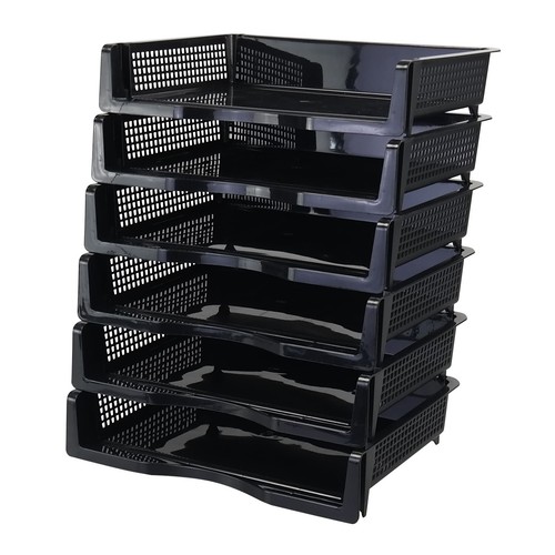 6 Tier Desktop A4 Paper Storage Tray, Stackable File Organizer Trays ...