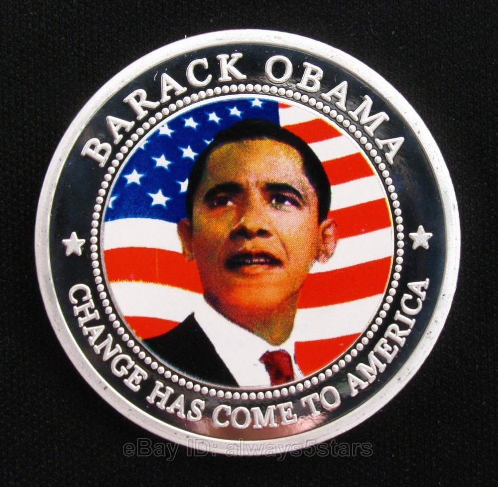 US President Barack Obama Silver Plated Commemorative Coin Collectible ...