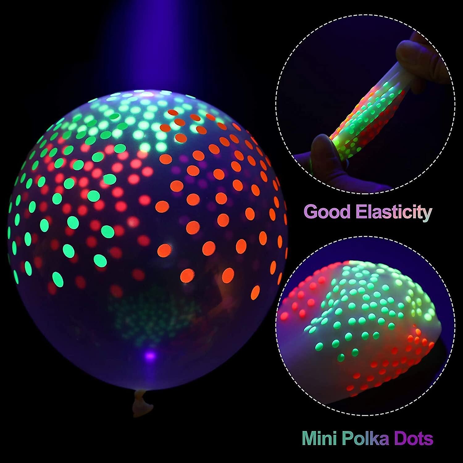 POLKA DOT Radium Luftballon 30.5cm 10 Teile Neon Effekt Disco Nacht ...