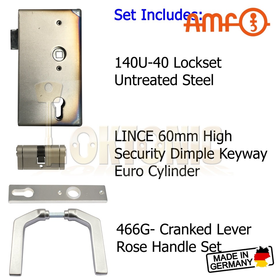 AMF Heavy Duty Wrought Iron Cased Gate Sash Lock Kit with 5 Security ...