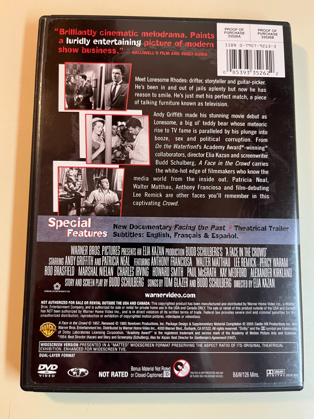 A Face in the Crowd DVD, Eliza Kazan Andy Griffin Patricia Neal Special ...