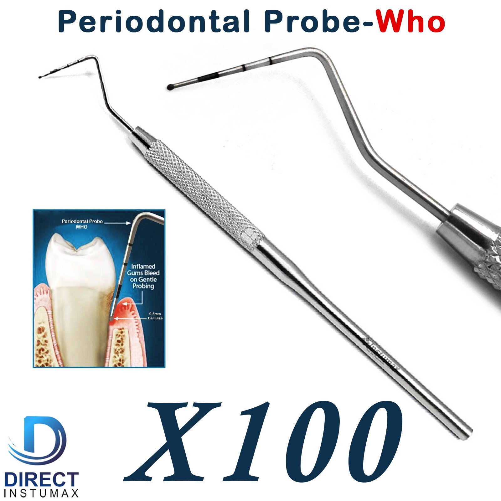 Who Probe Dental Ball Tip Periodontal Diagnostic Pocket Depth ...