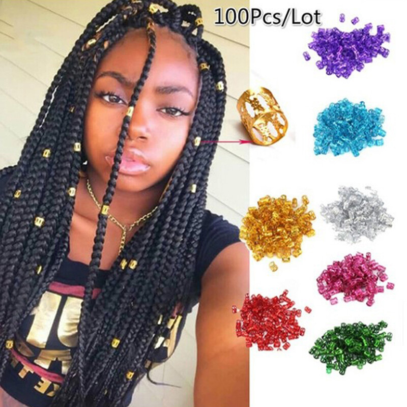 100pcs Beads Adjustable Hair Braids Dreadlock Beads Braid Rings Cuff ...