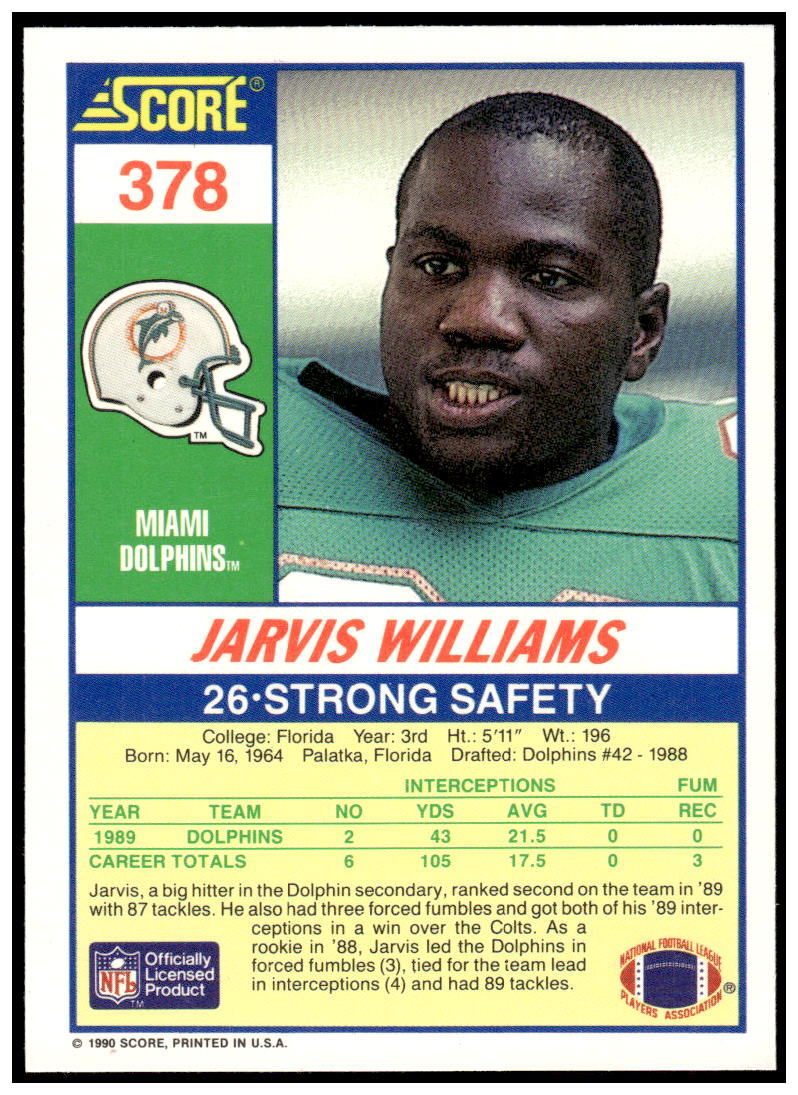 1990 Score - #378 Jarvis Williams for sale online | eBay