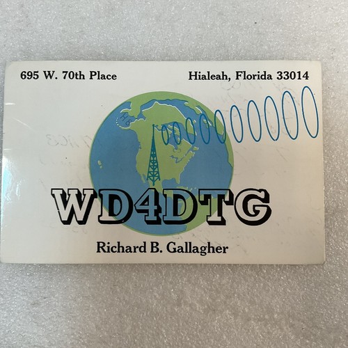 QSL Short Wave Ham Radio Card WD4DTH Richard B Gallagher Hialeah ...