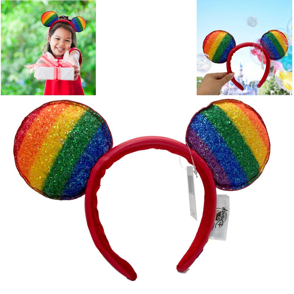 Minnie Mouse Pride Love Headband Rainbow Sequin SHDR Disney~Parks Ears ...