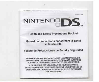 Nintendo DS Health Safety INSERT ONLY Authentic NO TRACKING | eBay