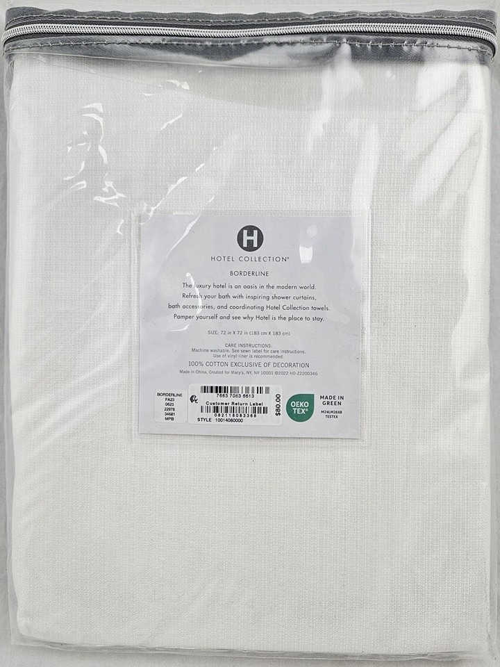 Hotel Collection Borderline Cotton Shower Curtain 72" x 72" White ...