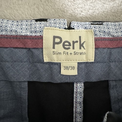 Perk Pants Mens 38x30 Black Slim Fit Stretch Twill Chino | eBay