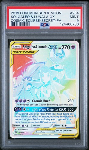 2019 POKEMON SUN & MOON COSMIC ECLIPSE #254 FULL ART/SOLGALEO & LUNALA ...