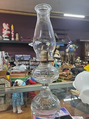 Vintage White Flame Light Co Company Glass Base Oil Lamp 10" Pedestal ...