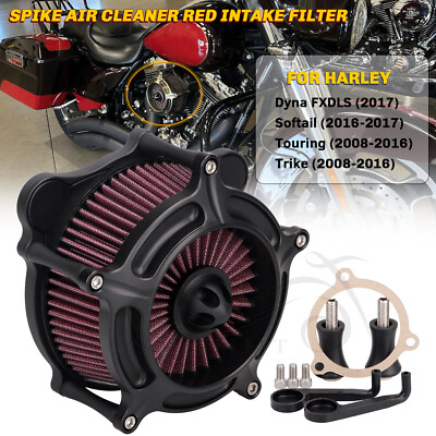 BLK Air Cleaner Red Intake Filter Kit For Harley Road Street Glide ...