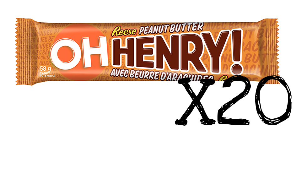 OH HENRY Chocolate Candy Bar with Peanut Butter 58g x 20 HERSHEY ...