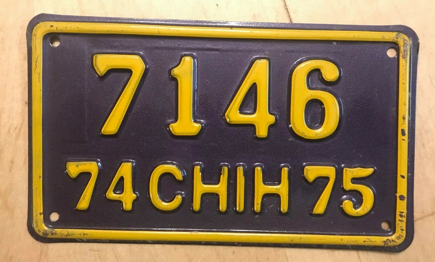 1974 1975 CHIHUAHUA MEXICO CHIH MEX MOTORCYCLE CYCLE LICENSE PLATE ...