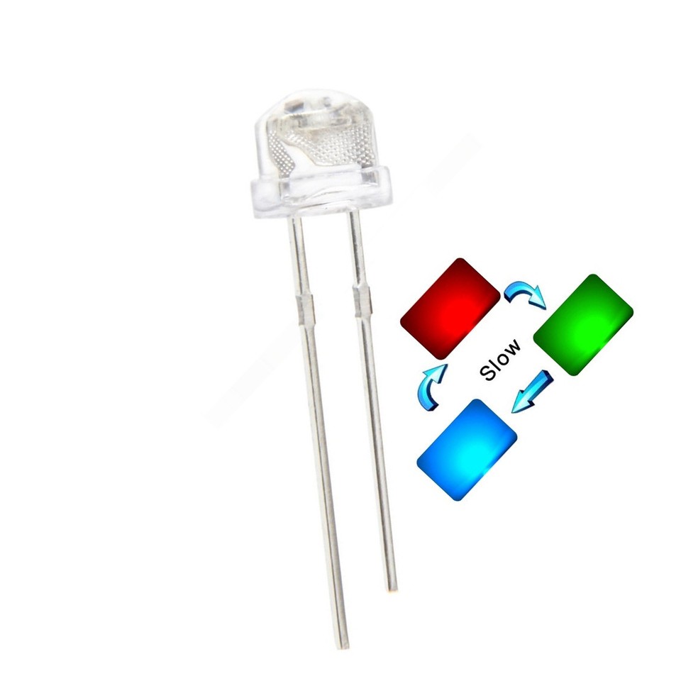 20pcs 5mm Straw Hat RGB Red Green Blue Light Emitting LED Lamp Slow ...