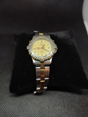 *SALE* SWISS MILITARY WATCH LADIES' TWO TONE YELLOW FACE DIAL QUARTZ ...