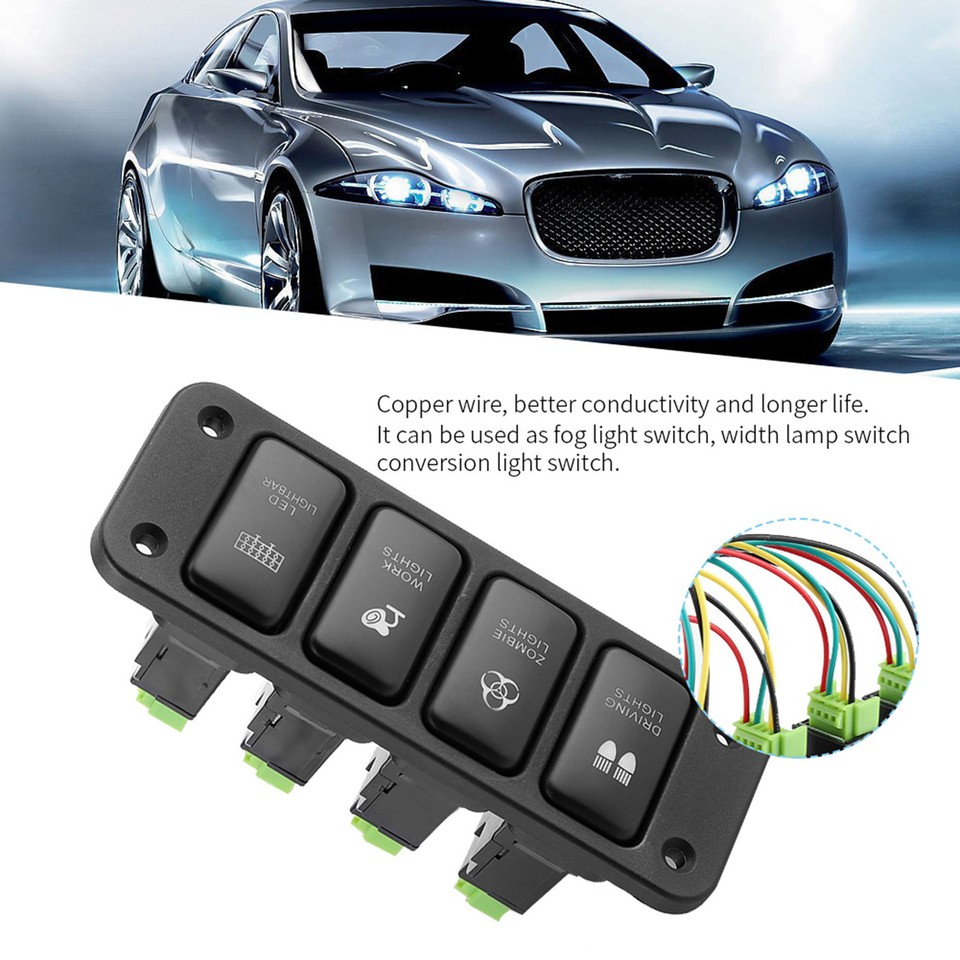 Car 4 Switch Panel Driving Light Blu Ray Switch Push Button Parts For ...