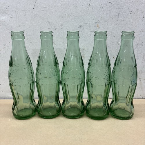 Lot of 5 Vintage Coca Cola Green Glass Embossed Bottles | eBay
