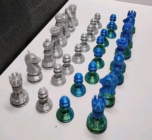 Beautiful Multi Color Chess Set Custom made NO Board included full set ...
