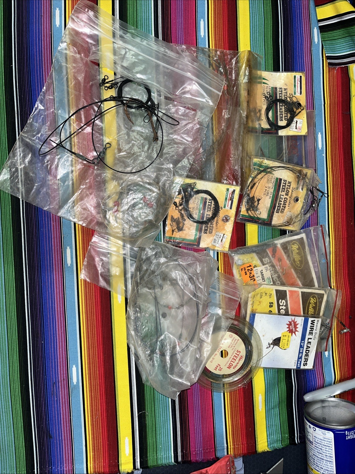 12 Steel Fishing Leaders and Monofilament Steelon Leader Material Lot ...