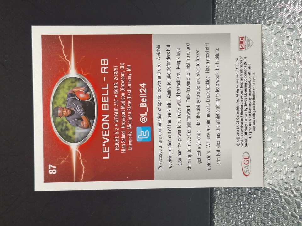 2013 Sage HIT Next Level Leveon Bell Rookie Card Steelers | eBay