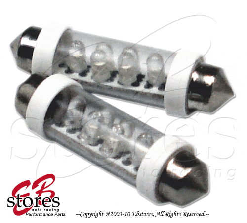 Set of 2pcs White Map Light Festoon 6 LED Light Bulbs 211-2 562 - 42mm ...