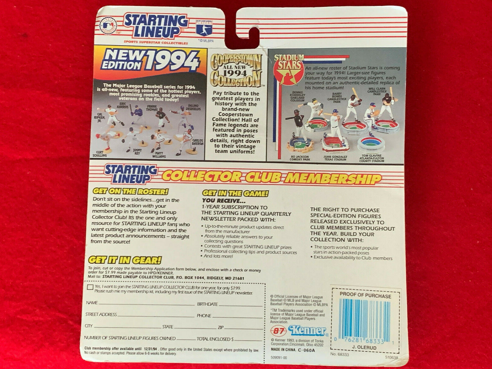 1994 Starting Lineup John Olerud Toronto Blue action figure Kenner MLB ...