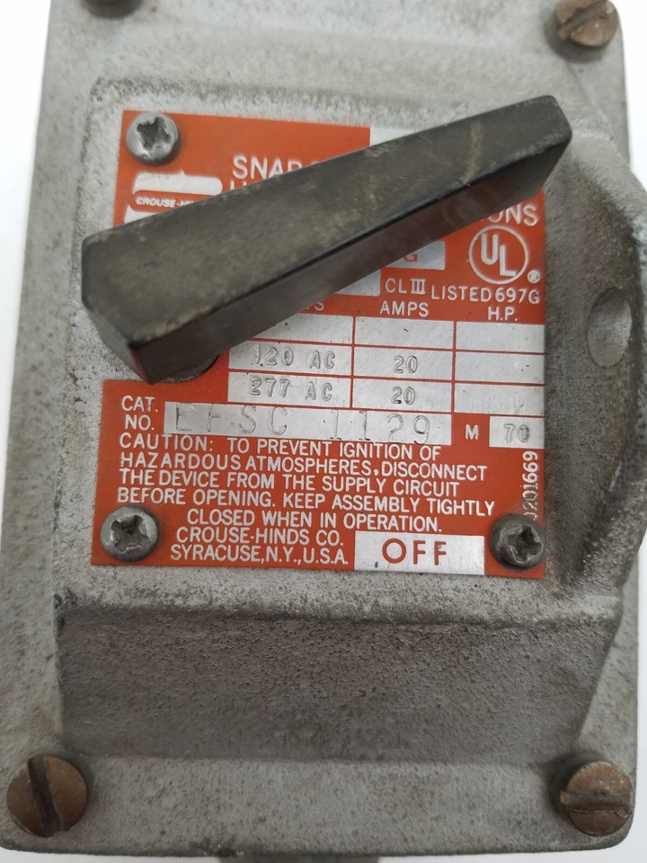 EFSC-1129 Crouse-Hinds Switch Explosion Proof lever Switch EFSC1129 | eBay
