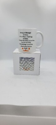 11 oz Coffee Cups - "Being A Manager Is Easy...". Image On Both Sides ...
