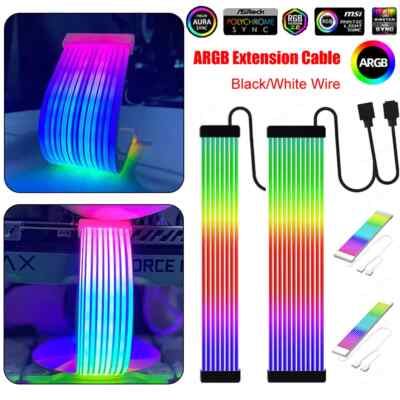 ARGB Sync Flexible LED Strip Light For 8/24PIN Motherboard Power Cable ...