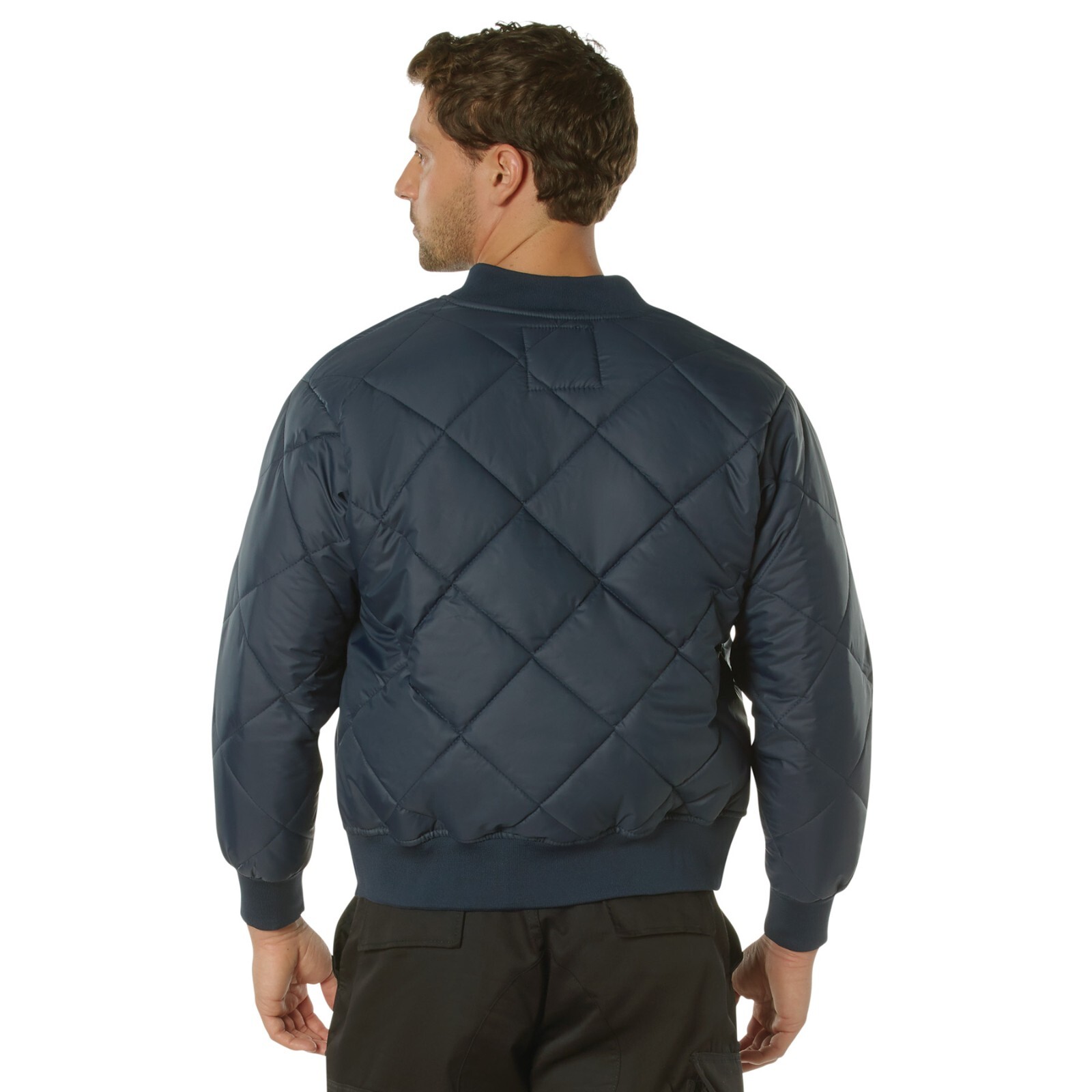Rothco Diamond Quilt Flight Jacket - Black or Navy Blue Bomber Jacket ...
