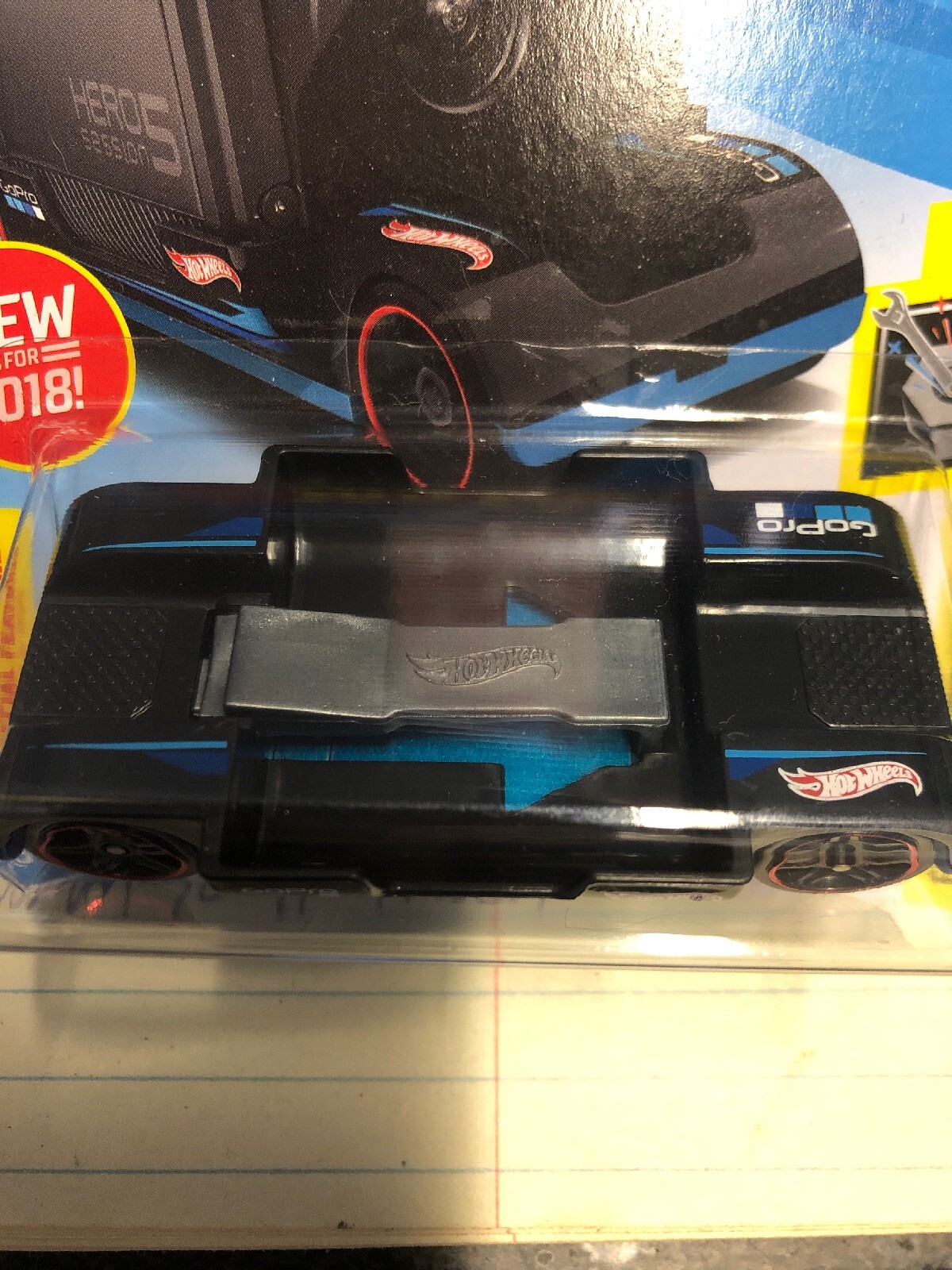 2018 HOT WHEELS, ZOOM IN BLACK, WORKS WITH GOPRO, "NEW FOR 2018" CARD ...