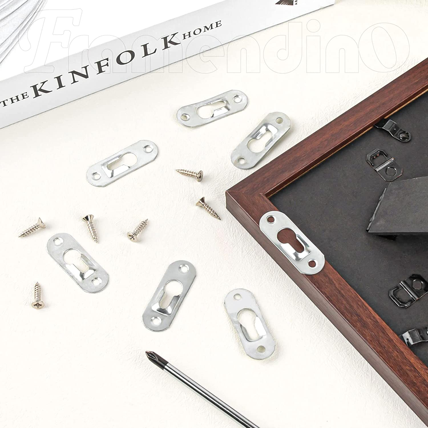 20 Pack Silver Metal Single Keyhole Hangers with Screws Metal Keyhole ...