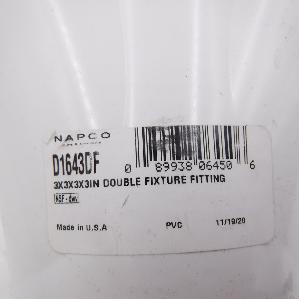 Napco Royal 3"x 3"x 3"x 3" Double Fixture PVC Fitting D1643DF | eBay