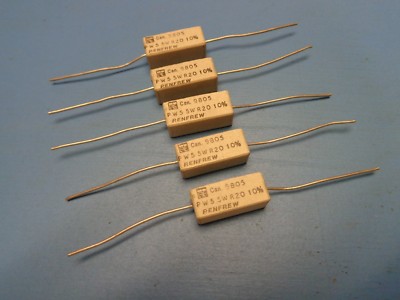 (5) RENFREW PW5 5W R20 10% Ceramic Resistor REPW5 0.2 OHM 5 WATT AXIAL ...