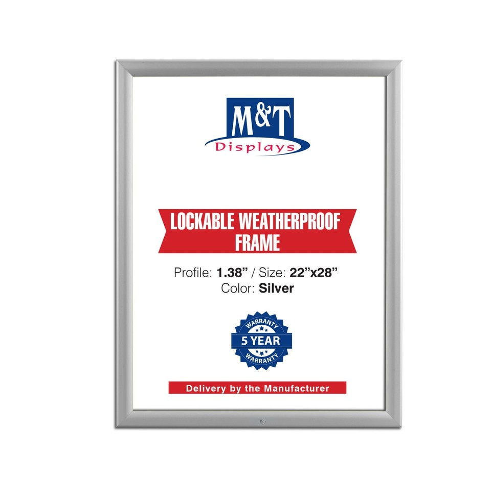 Lockable Weatherproof Front Loading Snap Poster Picture Frame Aluminum ...