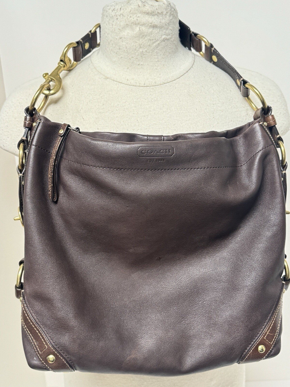 COACH Carly Chocolate Brown Leather Shoulder Bag 1061… - Gem