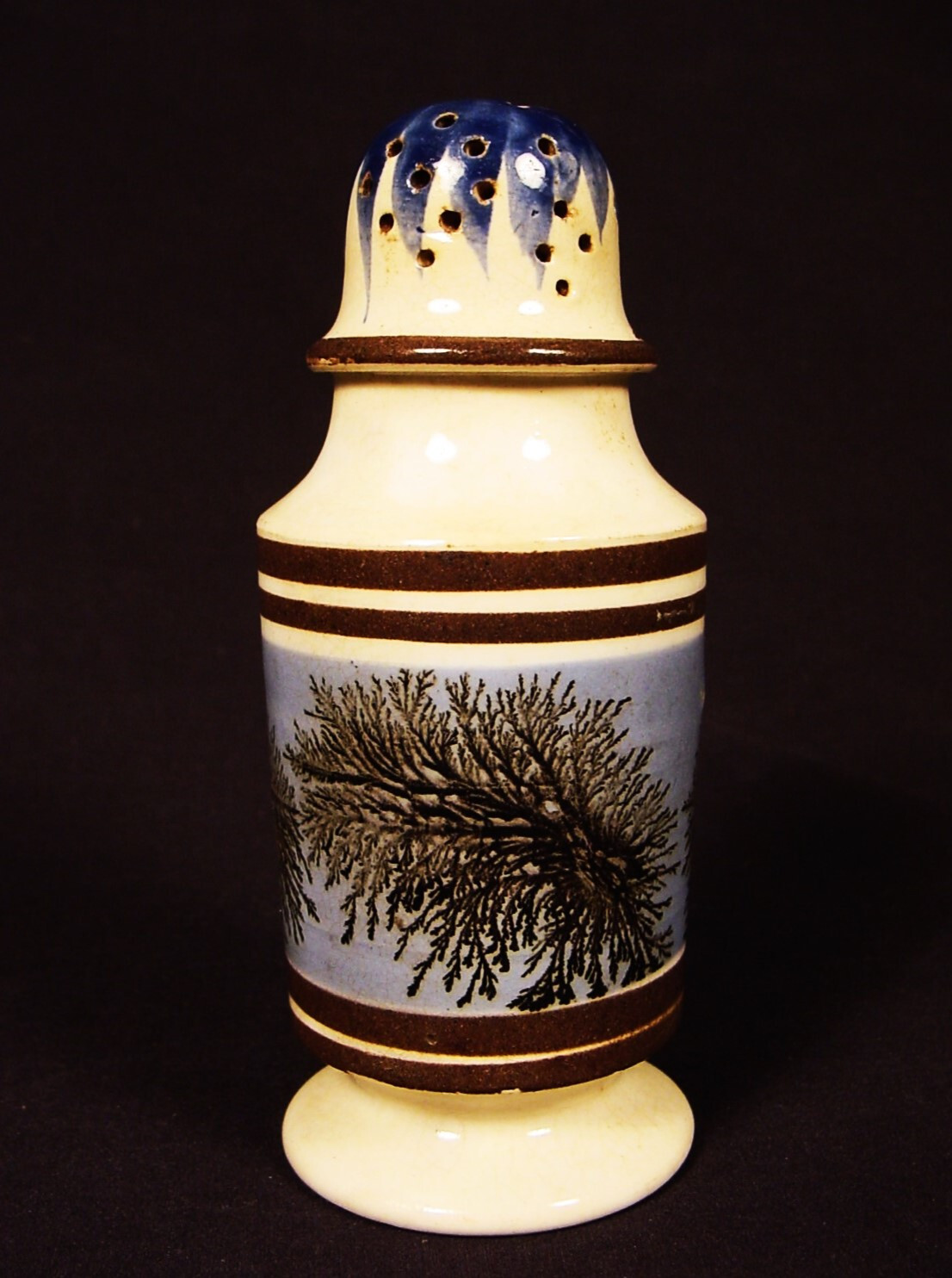 RARE FLAT SIDED 1800s MOCHA PEPPER POT MOCHAWARE PEARLWARE ...