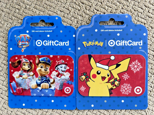 TARGET POKEMON PIKACHU & PAW PATROL COLLECTIBLE GIFT CARDS Set of 2 No ...