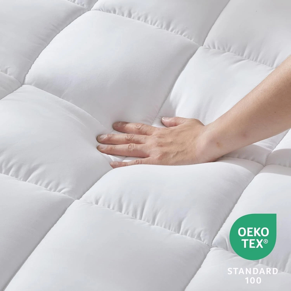 Luxury 4-Inch Mattress Topper Quilted Microfiber Cover with 360 ...