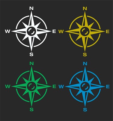 COMPASS ROSE CAR WINDOW DECAL...2 FOR 1 PRICE..PICK YOUR SIZE & COLOR ...