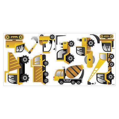Large Construction Vehicles - Vinyl Stickers - Wall Art Decor - 130 x ...