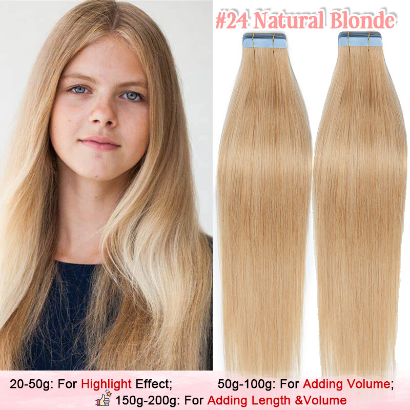 60PCS 80PCS Invisible Tape In Real Remy Human Hair Extensions 22" 200G Full Head | eBay