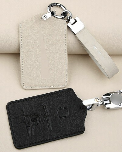 For Tesla Model 3 Model X Model Y Genuine Leather Car Key Card Case ...