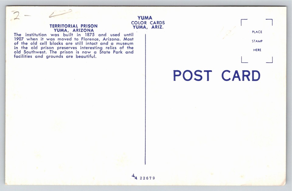 Yuma Arizona~Entrance Gate @ Yuma Territorial Prison~Vintage Postcard ...