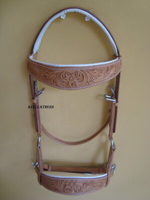 Sidepull Bitless Bridle with designer hand carving on Brow/Nose band | Natural | | eBay