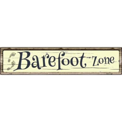 Barefoot Zone 4"x18" metal street sign plaque Home Door Garage Wall ...