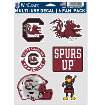 South Carolina Gamecocks Multi-Use 6 Fan Pack NCAA Decal Stickers *Free ...